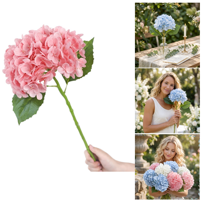12" Real Soft Touch Hydrangea Artificial Flowers Realistic,Large Long ...