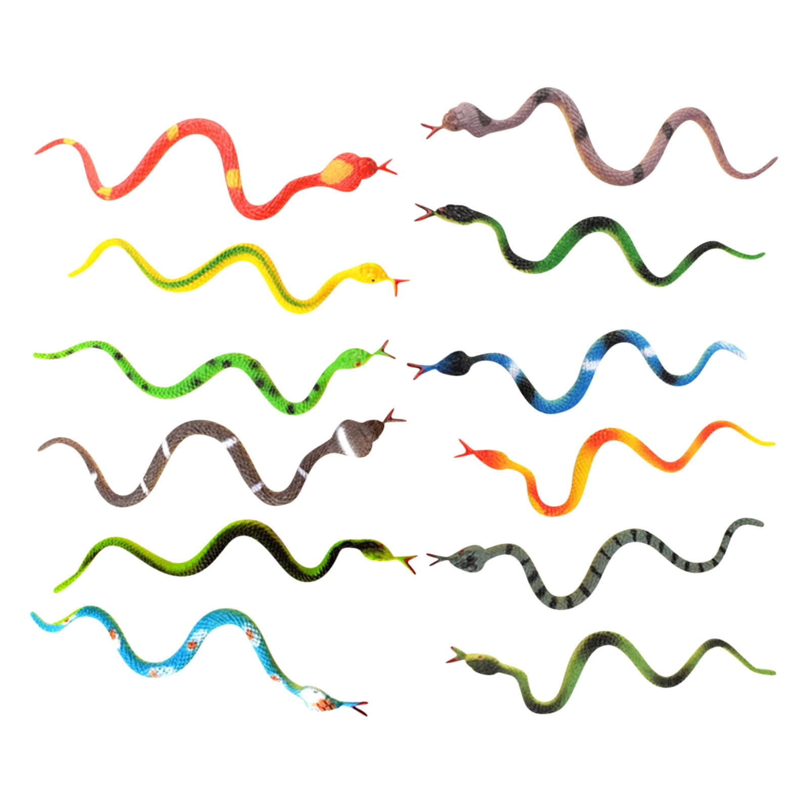 12 Realistic Plastic Halloween Snake Toys - Colorful Party Decorations ...
