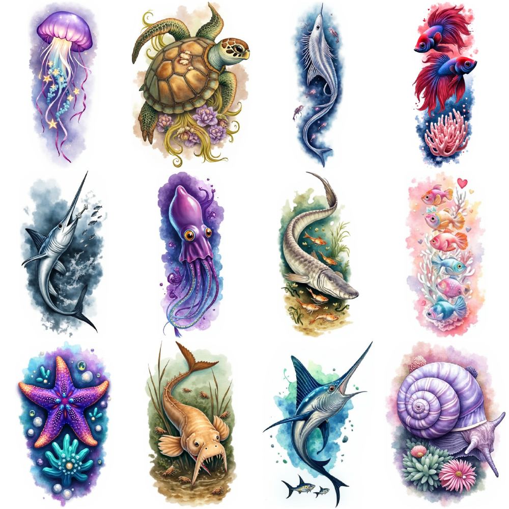 12 Realistic Temporary Tattoos Waterproof Long Lasting Body Stickers ...