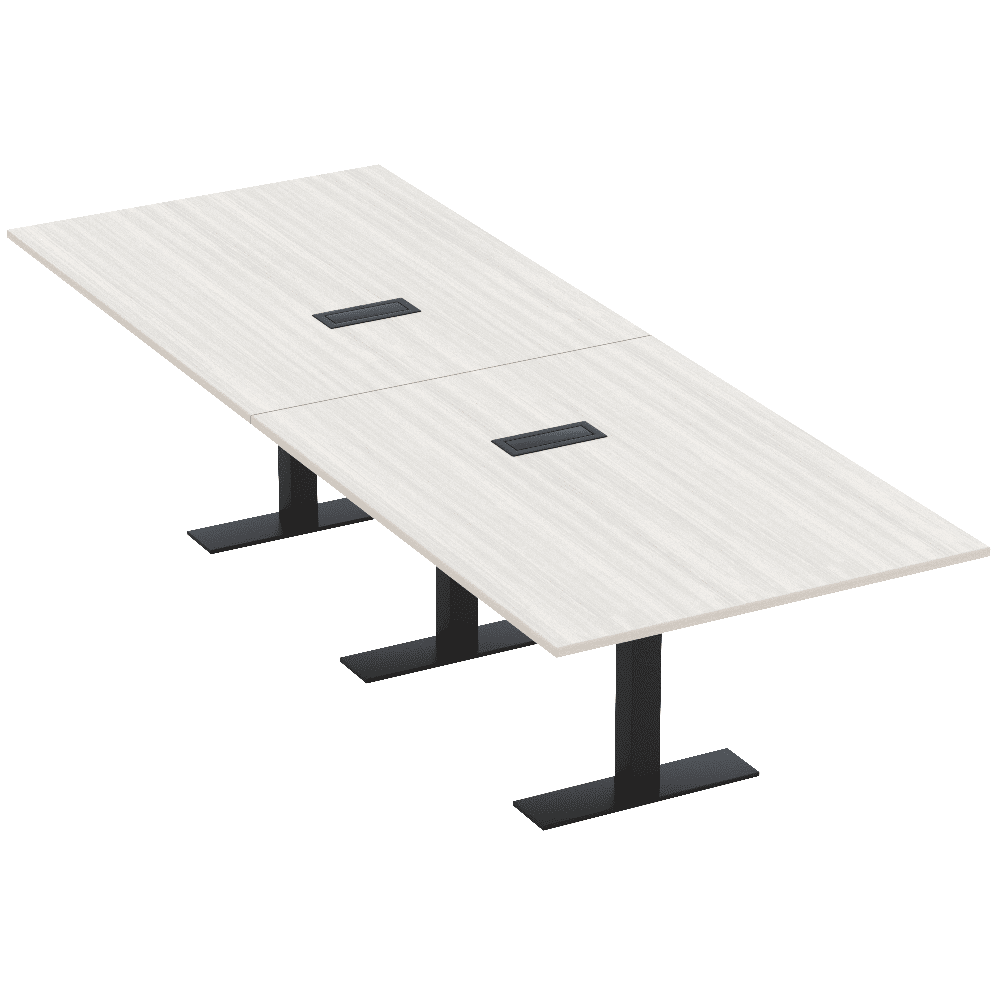 12' Rectangular Modular Conference Table Metal T-Bases Power And Data ...