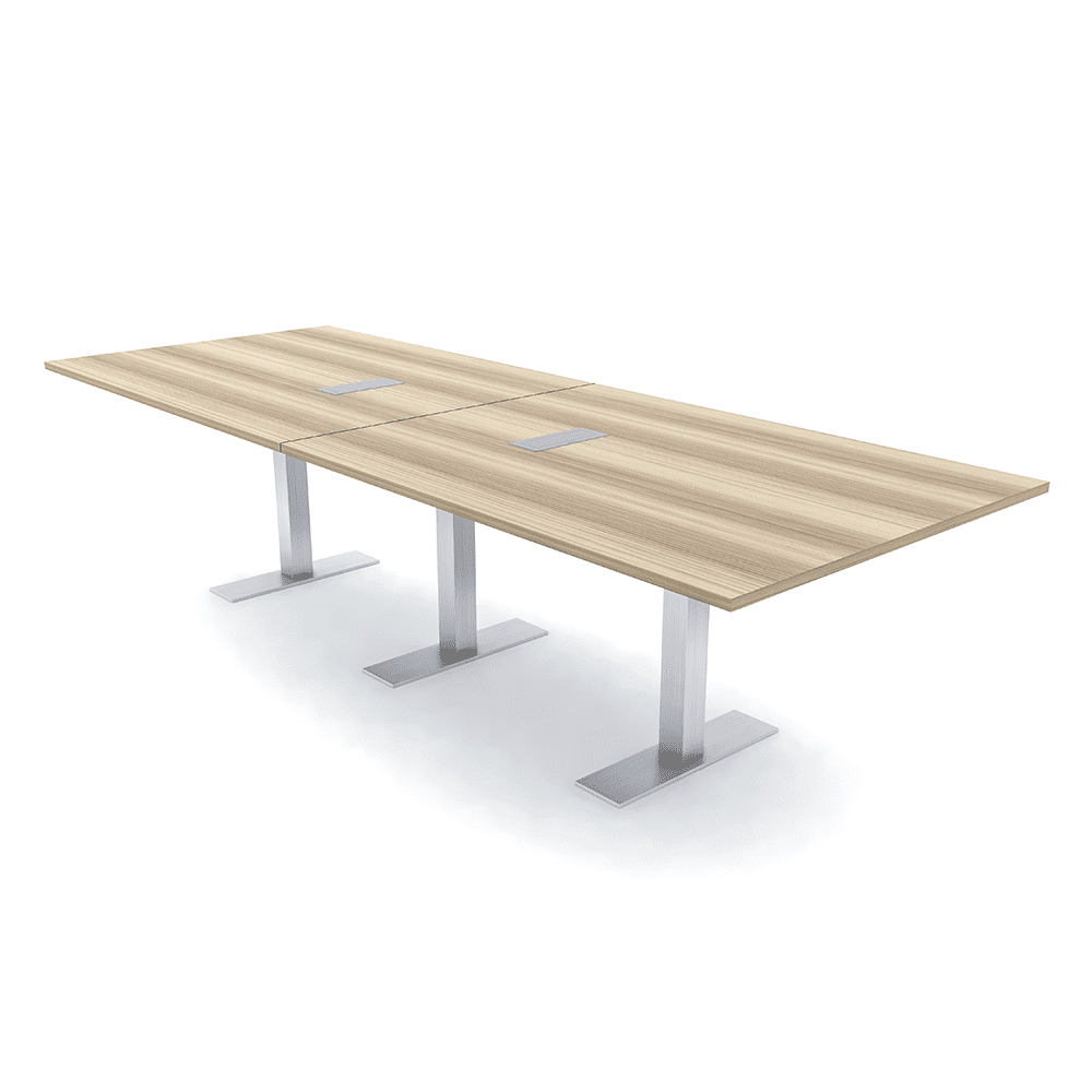 12' Rectangular Modular Conference Table Metal T-Bases Power And Data ...