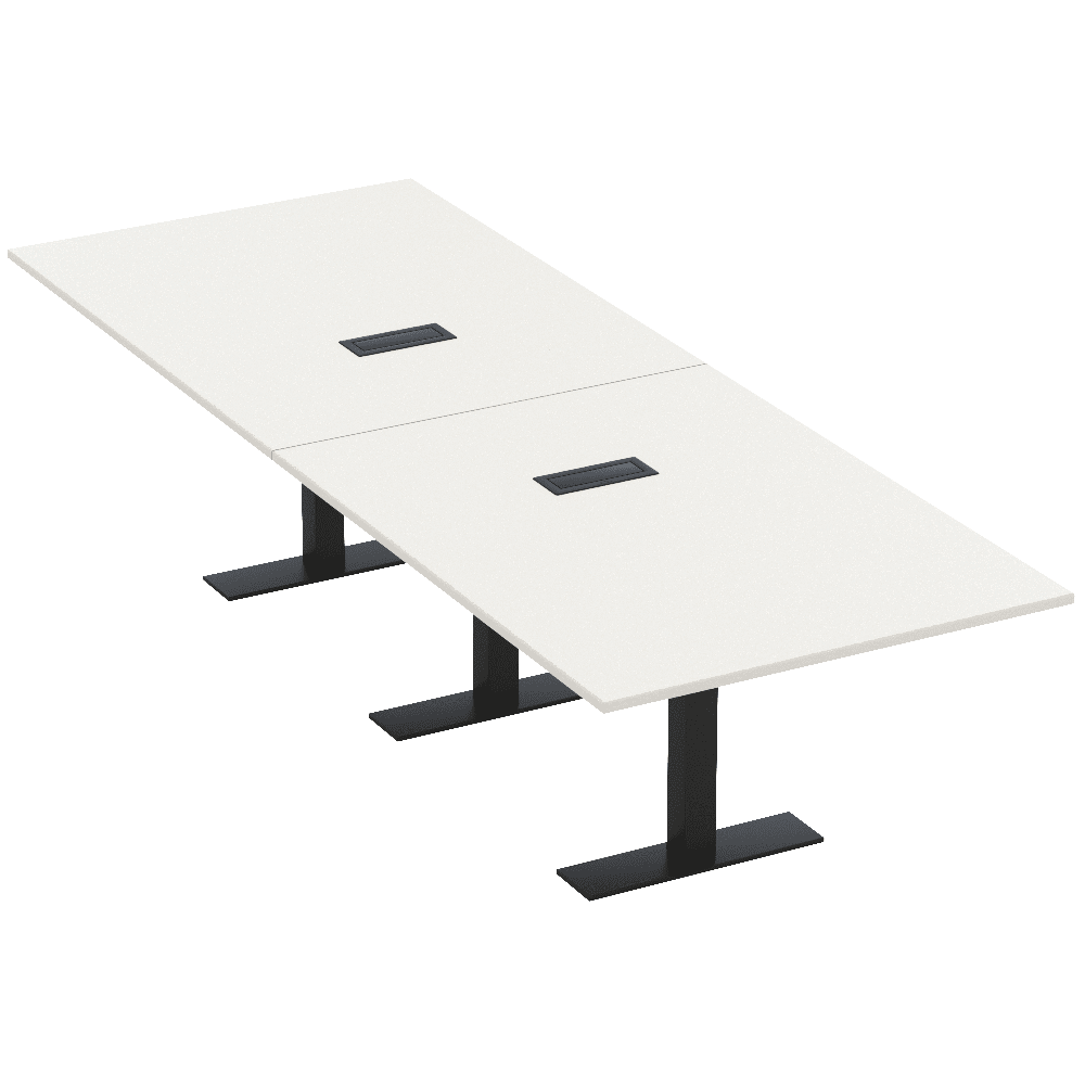 12' Rectangular Modular Conference Table Metal T-Bases Power And Data ...