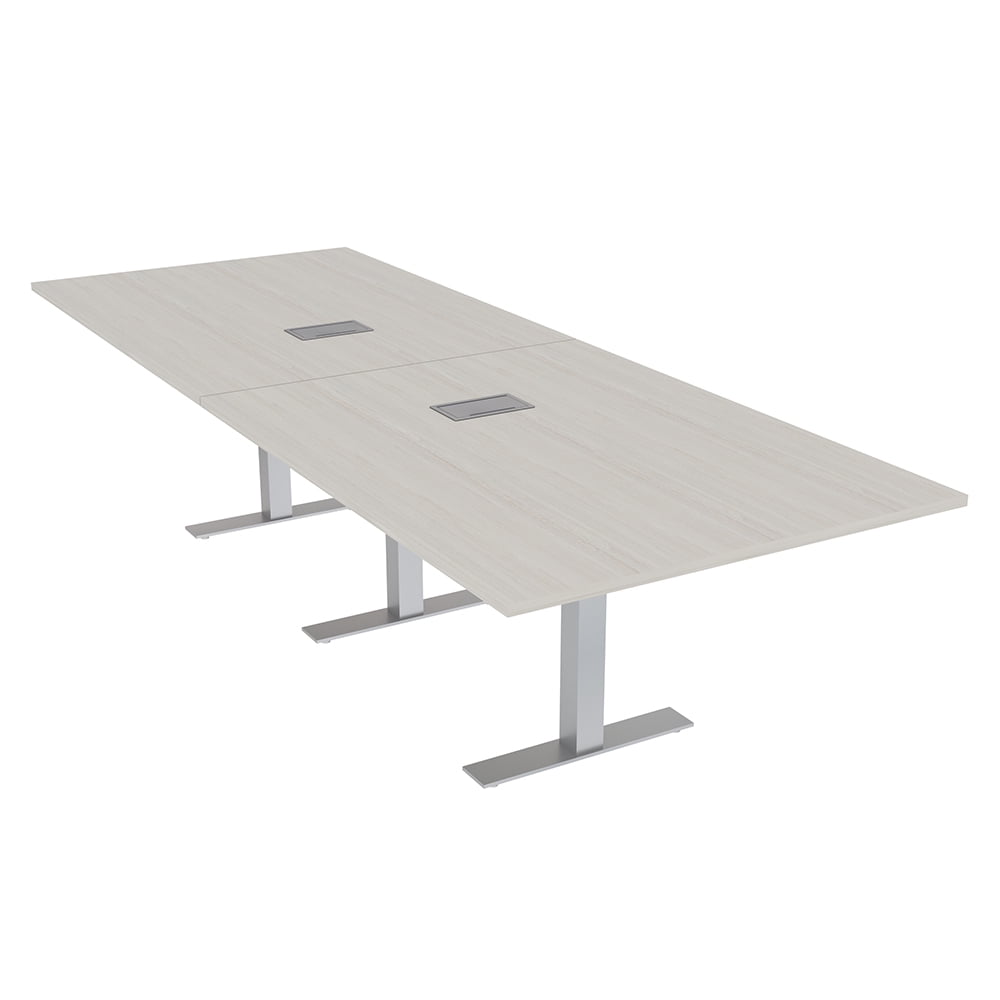 12' Rectangular Modular Conference Table Metal T-Bases Power And Data ...
