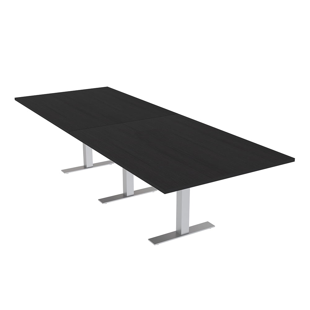 12' Rectangular Modular Conference Table Metal T-Bases Power And Data ...
