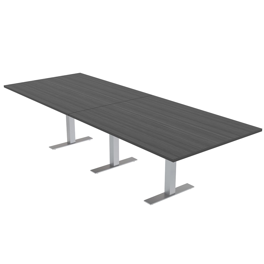 12' Rectangular Modular Conference Table Metal T-Bases Power And Data ...
