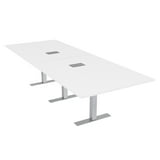 12' Rectangular Modular Conference Table Metal T-Bases Power And Data ...