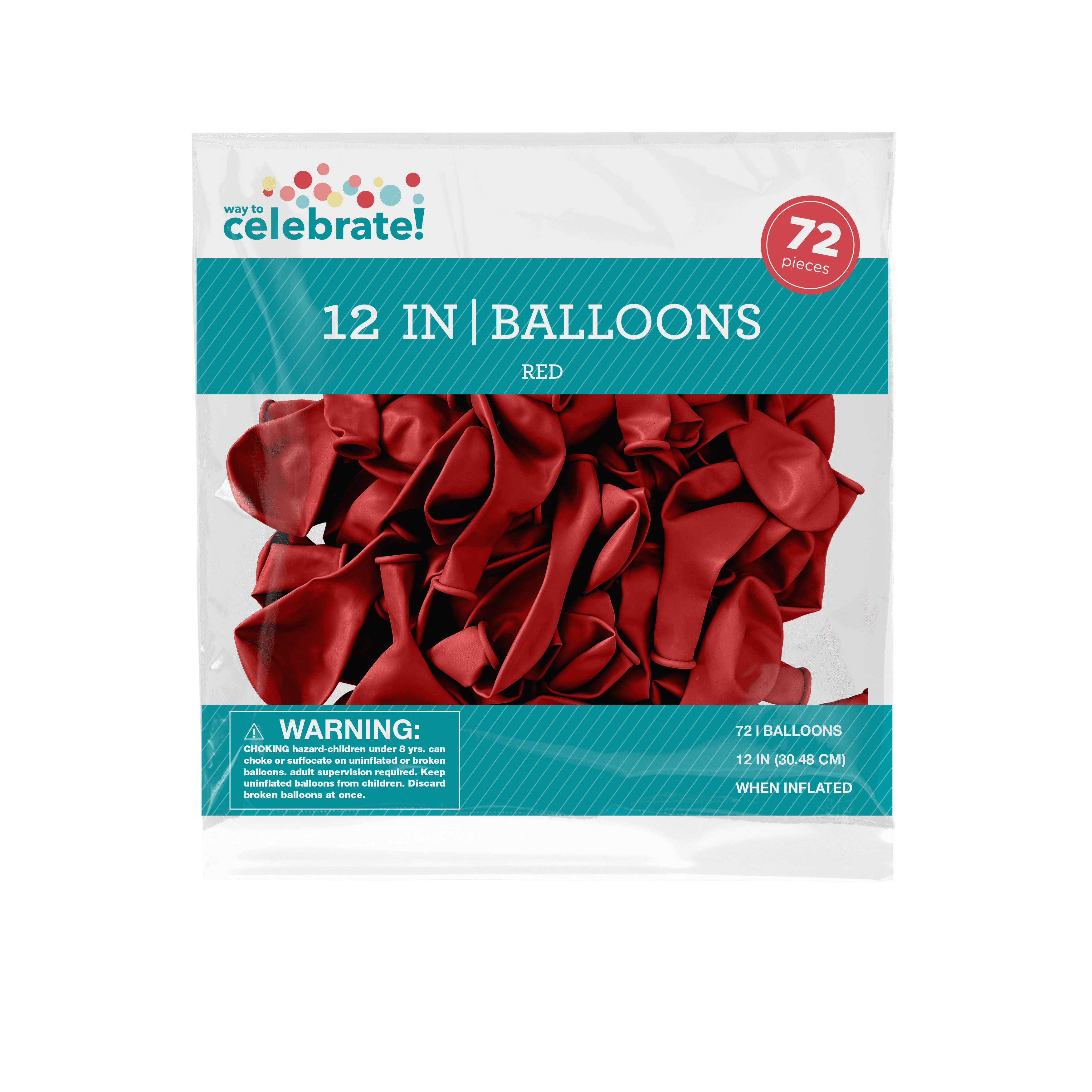 12" Red Latex Balloons, 72 Pieces, by Way To Celebrate - Walmart.com