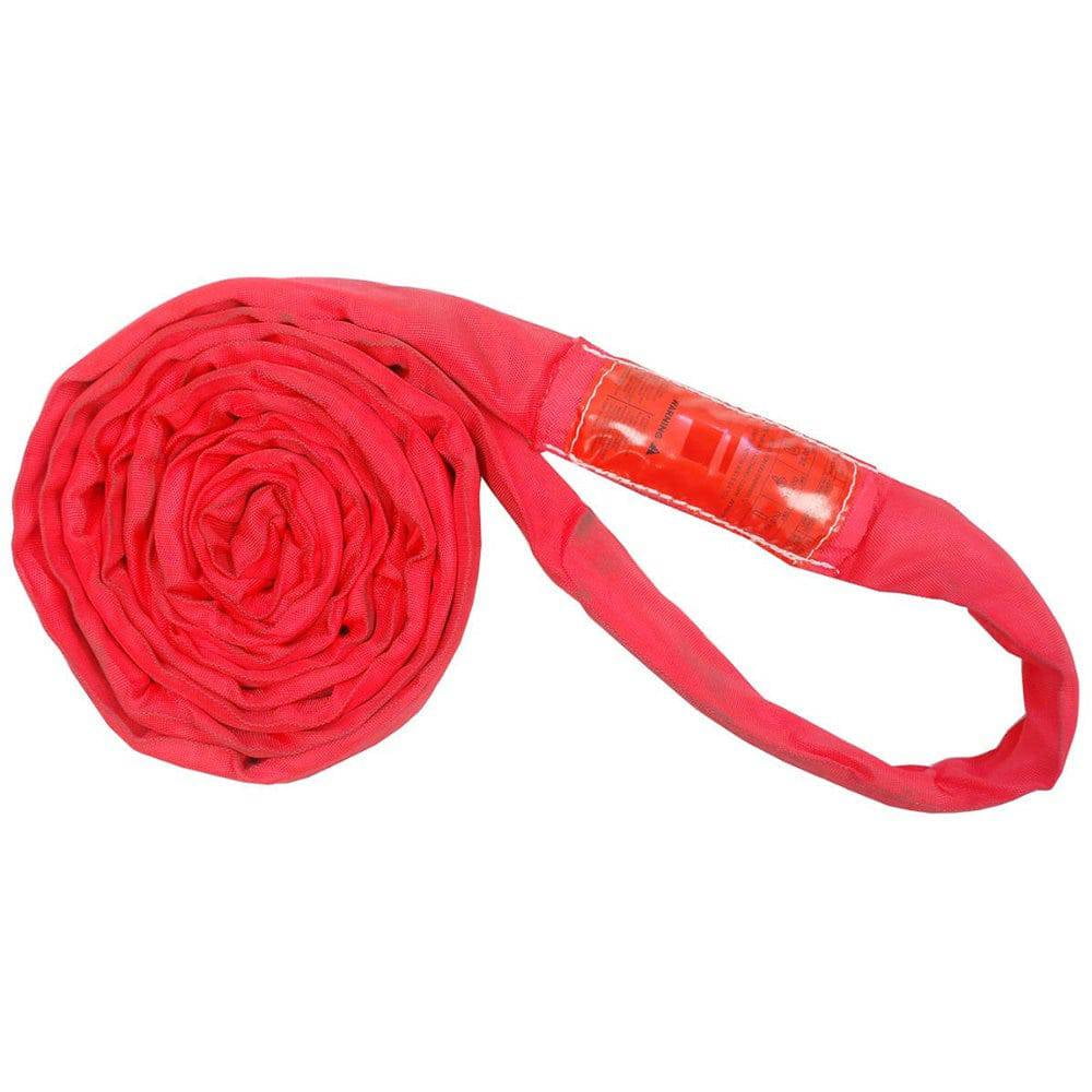12' Red Polyester Lifting Sling, Endless Round Sling, 14000LBS Vertical ...