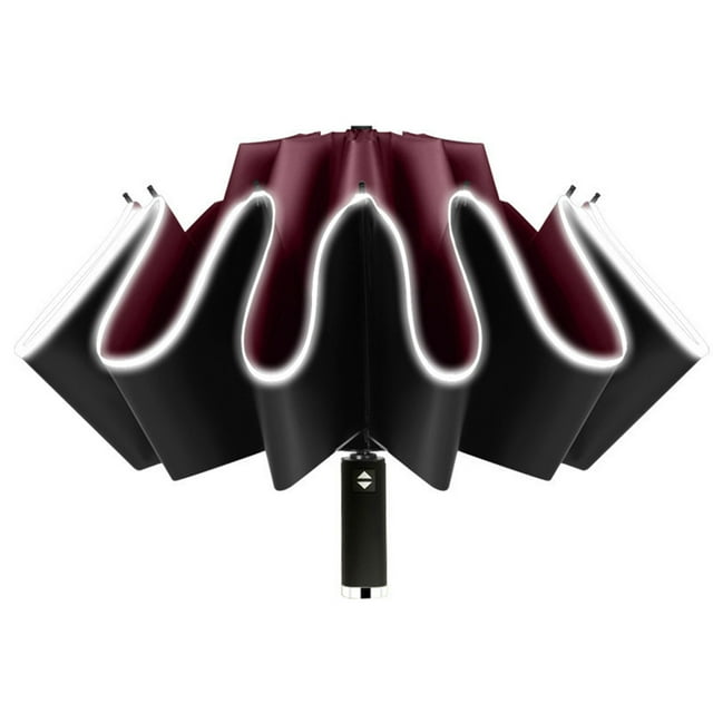 12-Rib UV Blocking Auto-Open Umbrella, Reflective Stripe, Large ...