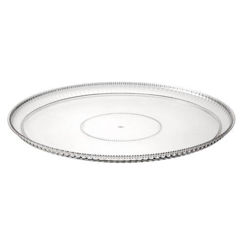 12" Ridged Clear Round Tray - Large Disposable Serving Tray for Parties Catering Events Snacks ...