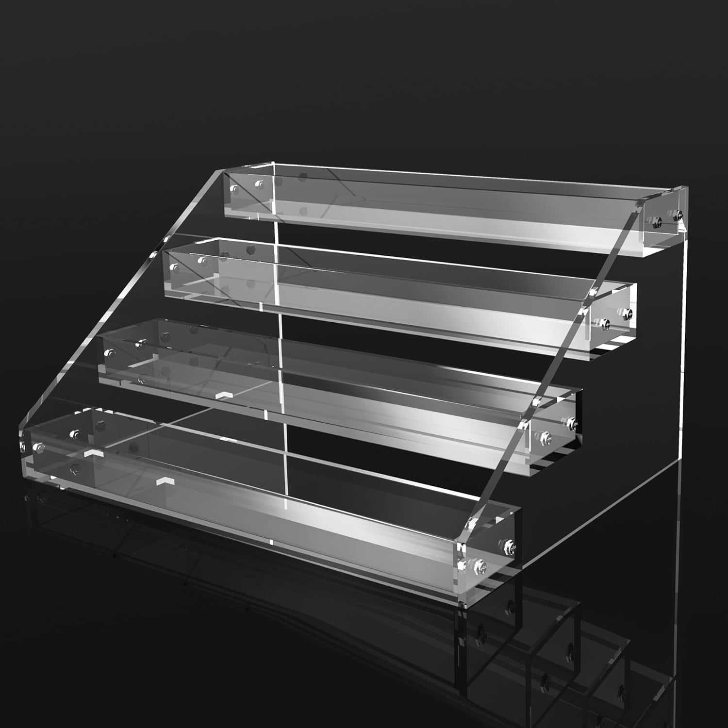 12" Riser Display Stands - 4 Tier Clear Display Shelf, Double Sided ...