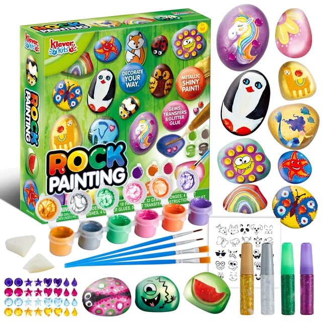 12 Rock Painting Kit, 36 Pcs Arts and Crafts for Kids Ages 5-7, DIY ...