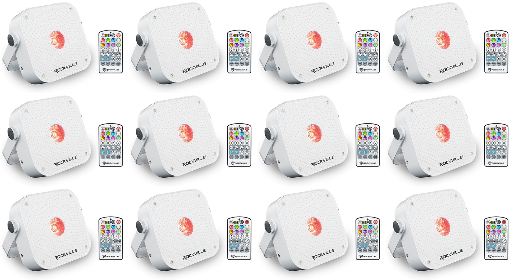 (12) Rockville MINI RF1 V3 White Bright DJ/Party LED Wash Up Lights+RF Remote+APP - Walmart.com