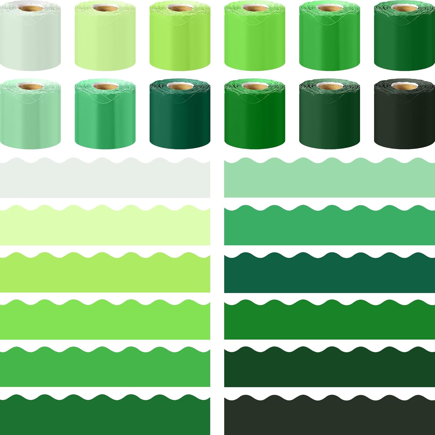 12 Roll 630 Ft Colorful Bulletin Board Borders Bulk Scalloped Rolled ...