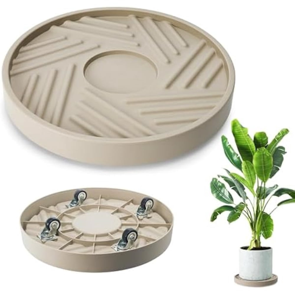 12" Rolling Plant Stand with Hidden Wheels, 360°Planter Roller Base ...