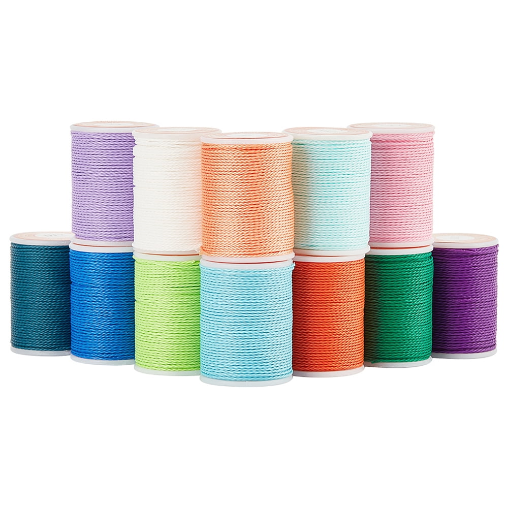 12 Rolls 12 Colors Round Waxed Polyester Cord Taiwan Waxed Cord Twisted ...