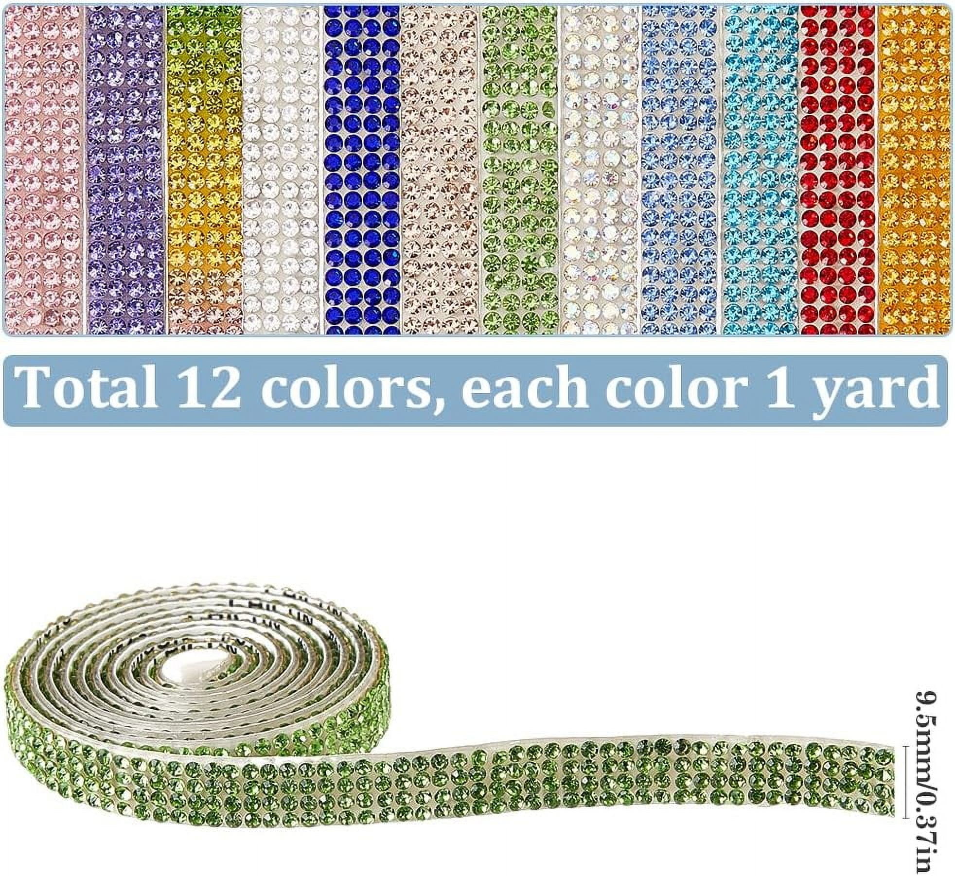 12 Rolls 12 Yards Rhinestone Ribbons Self Adhesive Crystal Tape Bling ...