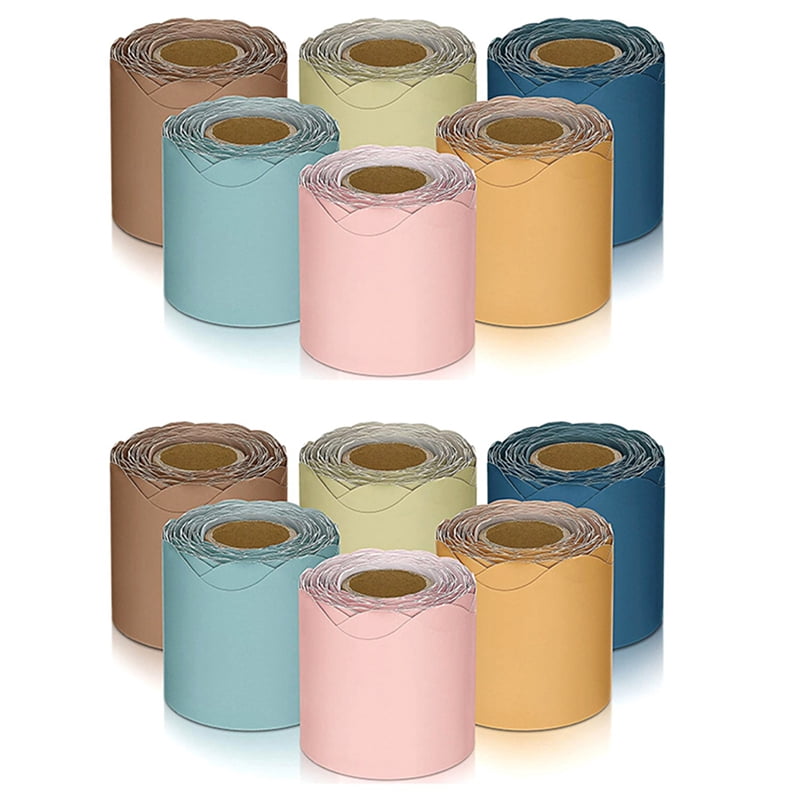 12 Rolls 196.8 Ft Color Classroom Borders for Bulletin Board Scalloped ...