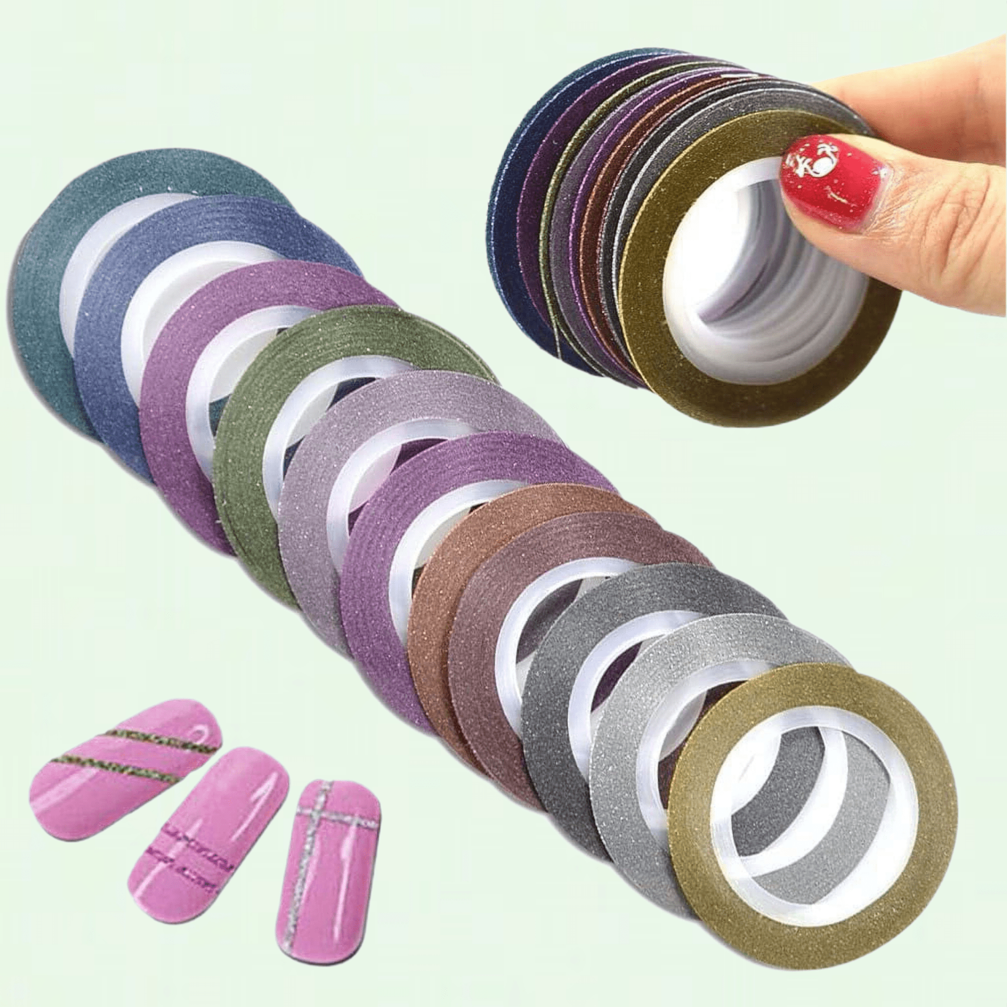 12 Rolls 1mm Glitter Nail Striping Tape Line - 12 Assorted Colors - DIY ...
