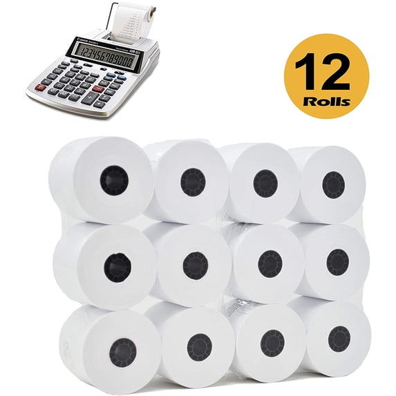 (12 Rolls) 2 1/4 x 150 ft White Adding Machine Tape Paper Rolls Premium ...