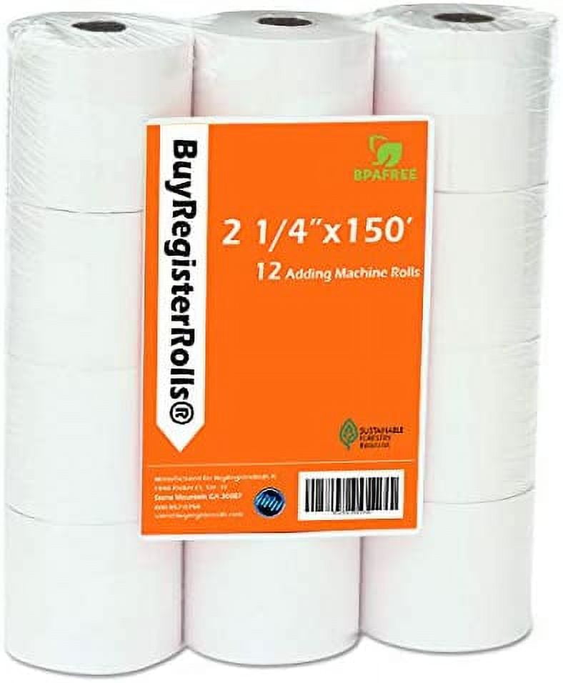 Premium One Ply Adding Machine Tape Paper Rolls (12 Rolls) 2 1/4 x ...