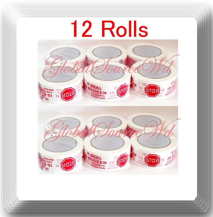 12 Rolls 2" x 110 yds Security Seal Packing Tape IF SEAL IS BROKEN ...
