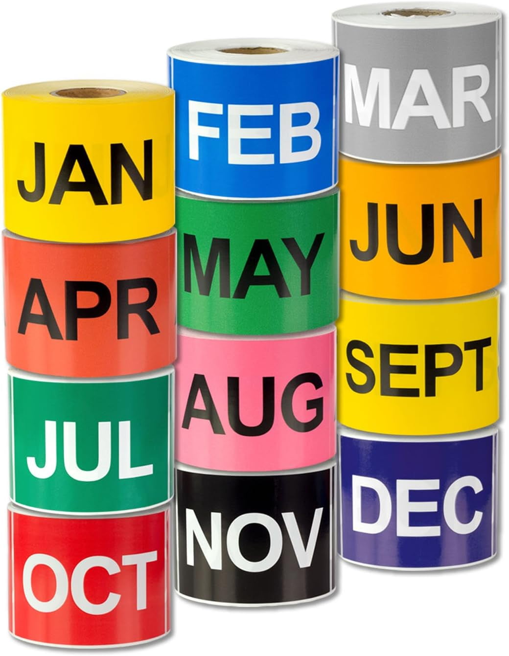 [12 Rolls - 3600 Labels - 3 x 2 inch] Large Rectangular, 12 Months of ...