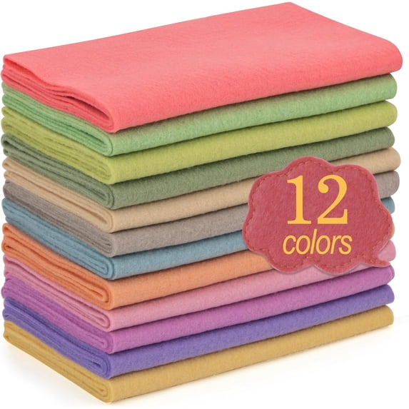 12 Rolls 8"x35" 1.4mm Thick Soft Felt Fabric Sheet 12 Assorted Morandi ...