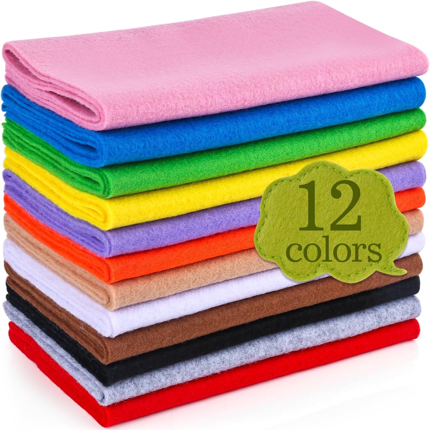 12 Rolls 8"x35"(20.5x90cm) 1.4mm Thick Soft Felt Fabric Sheet 12 ...