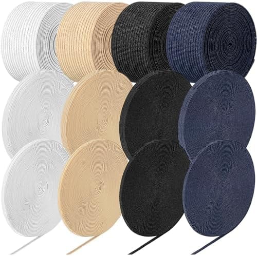 12 Rolls Colorful Elastic Band Folding Elastic Cord Heavy Duty Stretch ...