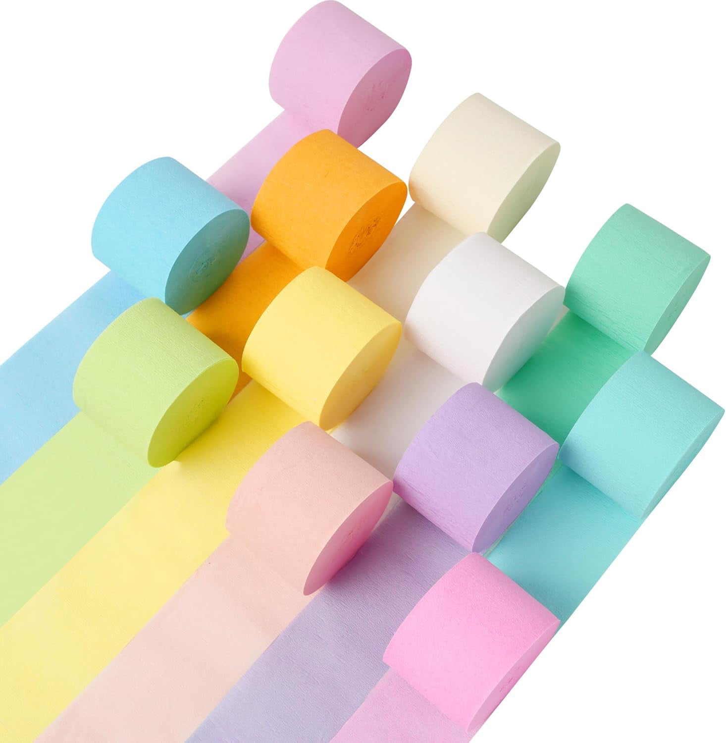 12 Rolls Crepe Paper Streamers, 12 Colors Pastel Streamers Party ...