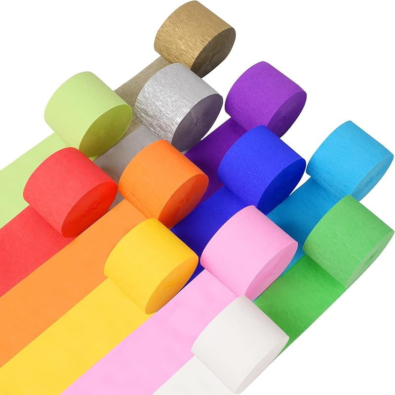 12 Rolls Crepe Paper Streamers, 12 Colors Streamers Party Supplies for ...