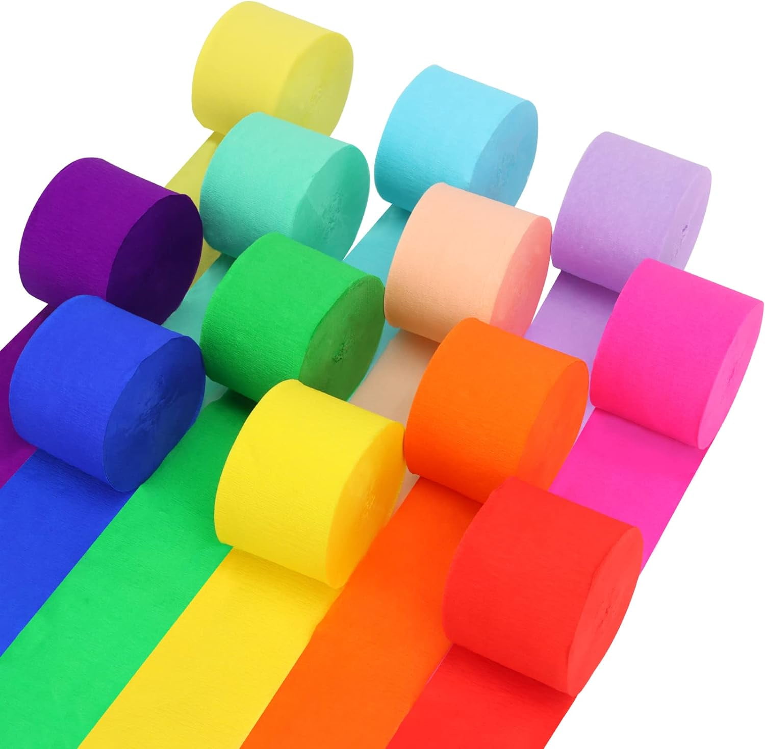 12 Rolls Crepe Paper Streamers, 12 Colors Streamers Party Supplies for ...