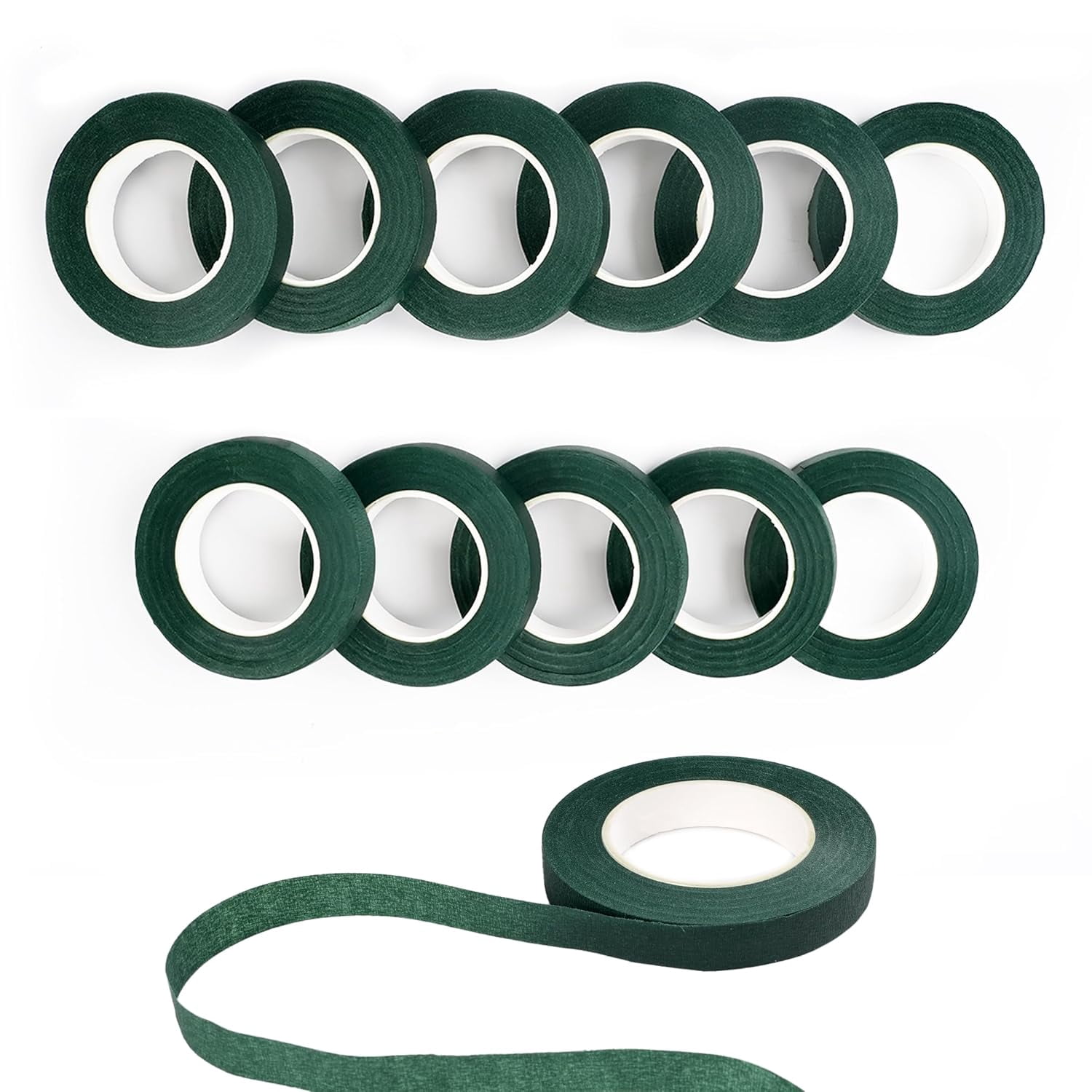 12 Rolls Dark Green Floral Tape Stem Wrap, 1/2" Wide Flower Tape for ...