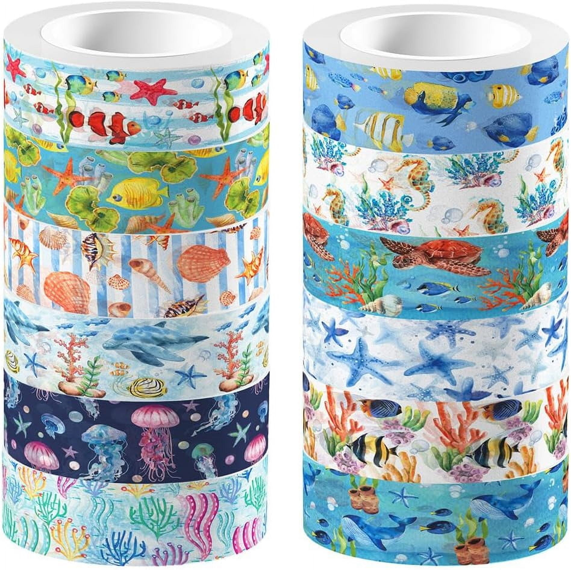 12 Rolls Decorative Masking Tape Sea Animal Tapes Ocean Creature Turtle ...