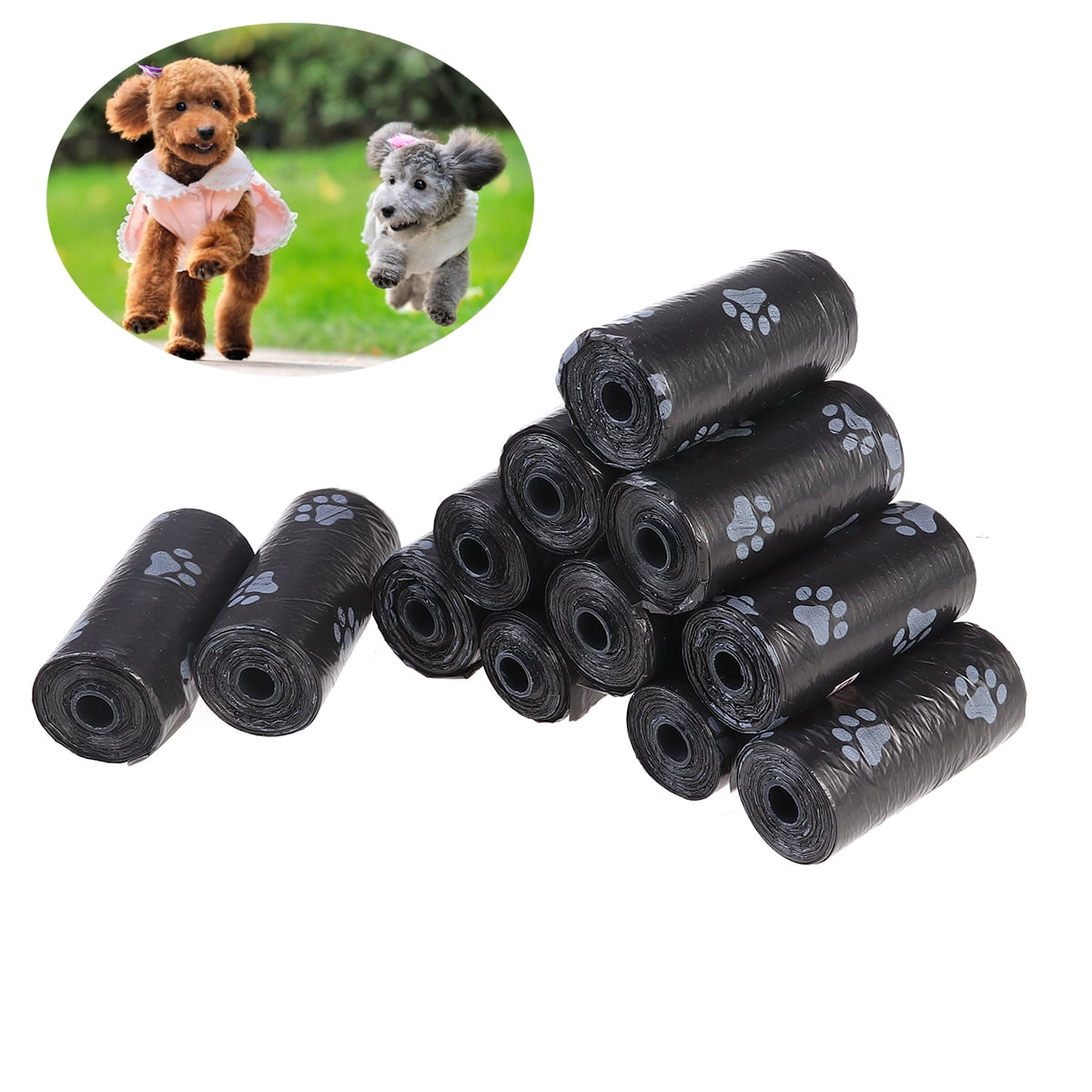 12 Rolls Degradable Dog Poop Bags Leak-Proof Pet Waste Bag (Black ...