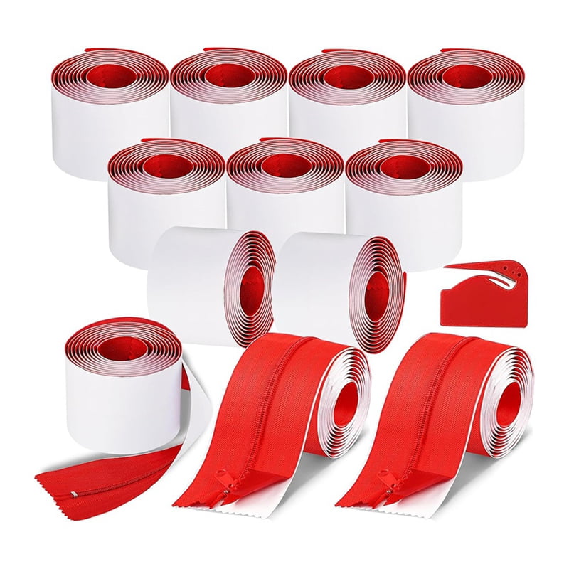 12 Rolls Heavy Duty Zipper Door for Dust Barriers - 7Ft X 3Inch Self ...