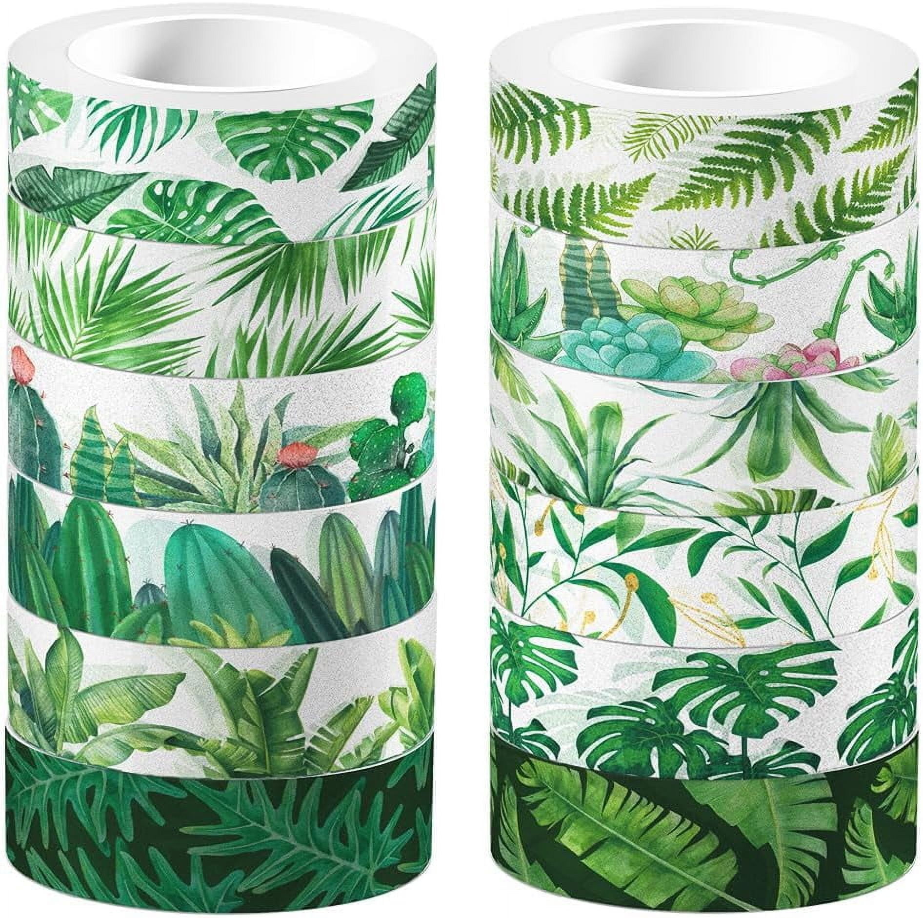 12 Rolls Masking Tape Tropical Greenery Leaves Decorative Tapes 41mm ...