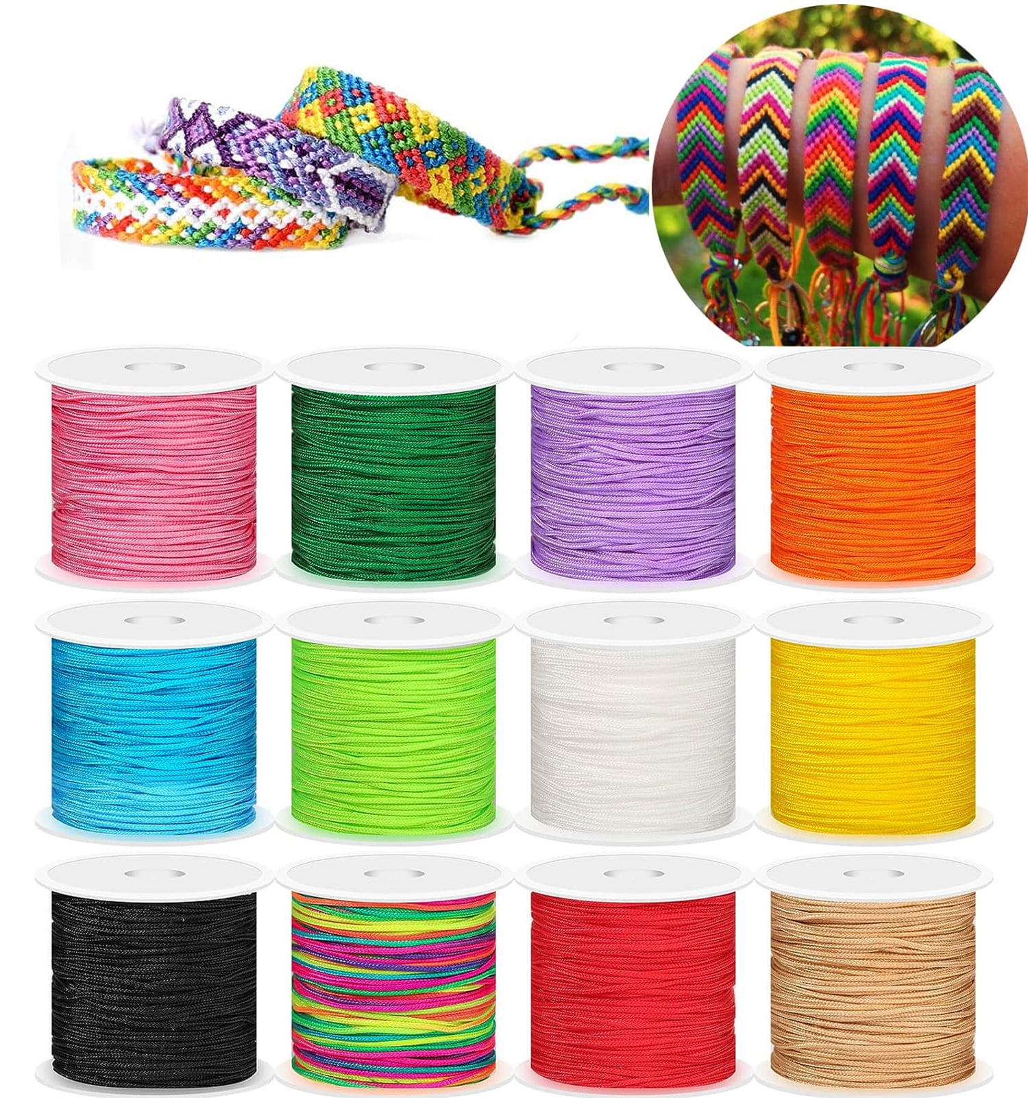12 Rolls Nylon Beading Cord,Coloured Beading Thread String Knotting ...