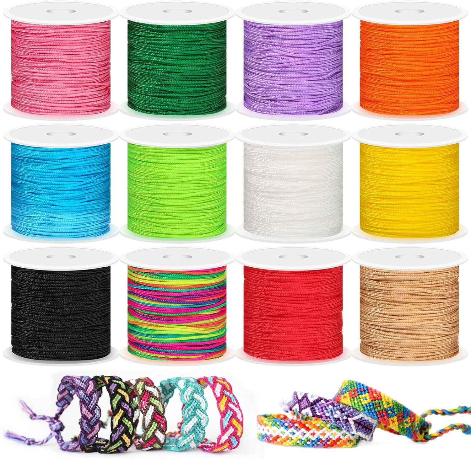 12 Rolls Nylon String for Bracelets Chinese Knotting Nylon Cord for ...