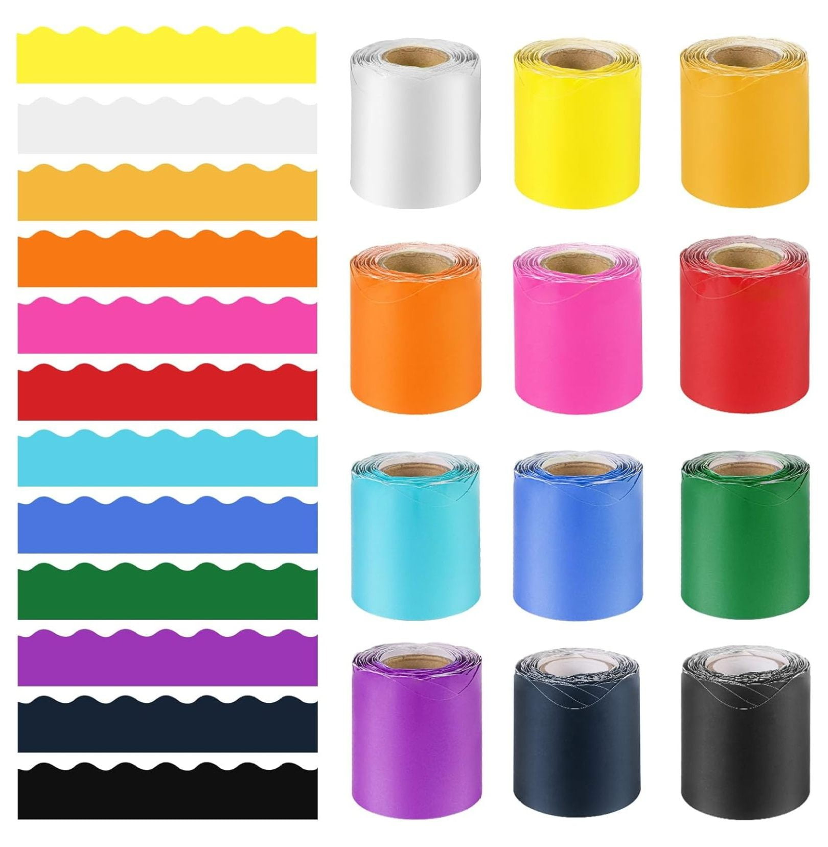 12 Rolls Scalloped Bulletin Board Borders 393.6Ft Bulletin Boarder Trim ...