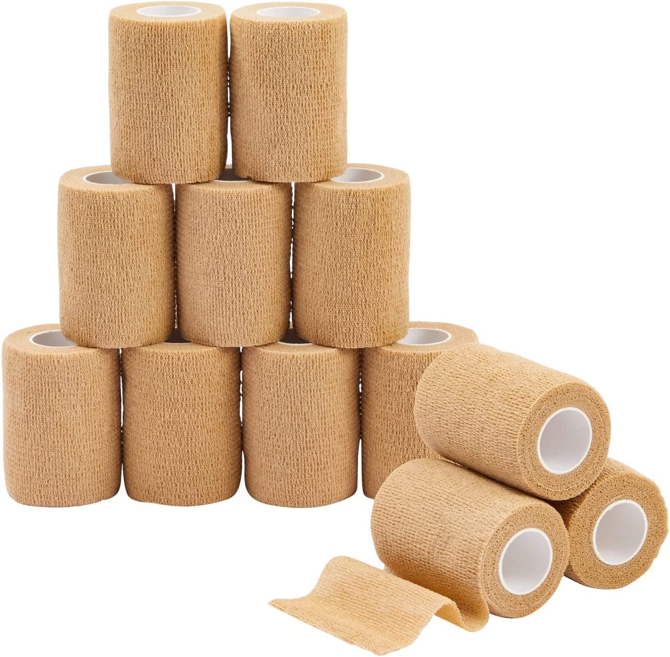 12-Rolls of Tan Medical Self Adhesive Bandage Wrap 3 Inch x 5 Yards ...