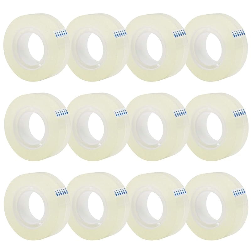 12 Rolls Transparent Tape Refills, Clear Tape, All-Purpose Transparent ...