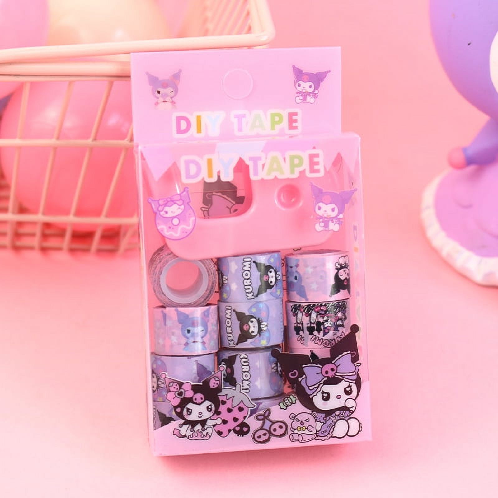 12 Rolls/box Sanrio Tape Sticker DIY Kawaii Kuromi Hello Kitty ...