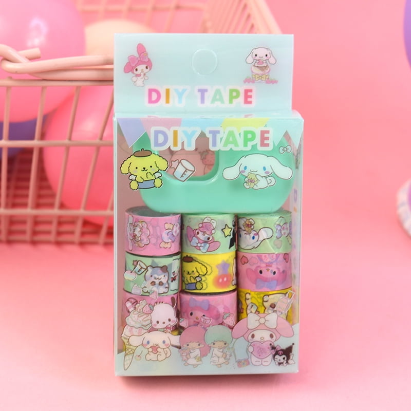 12 Rolls/box Sanrio Tape Sticker DIY Kawaii Kuromi Hello Kitty ...