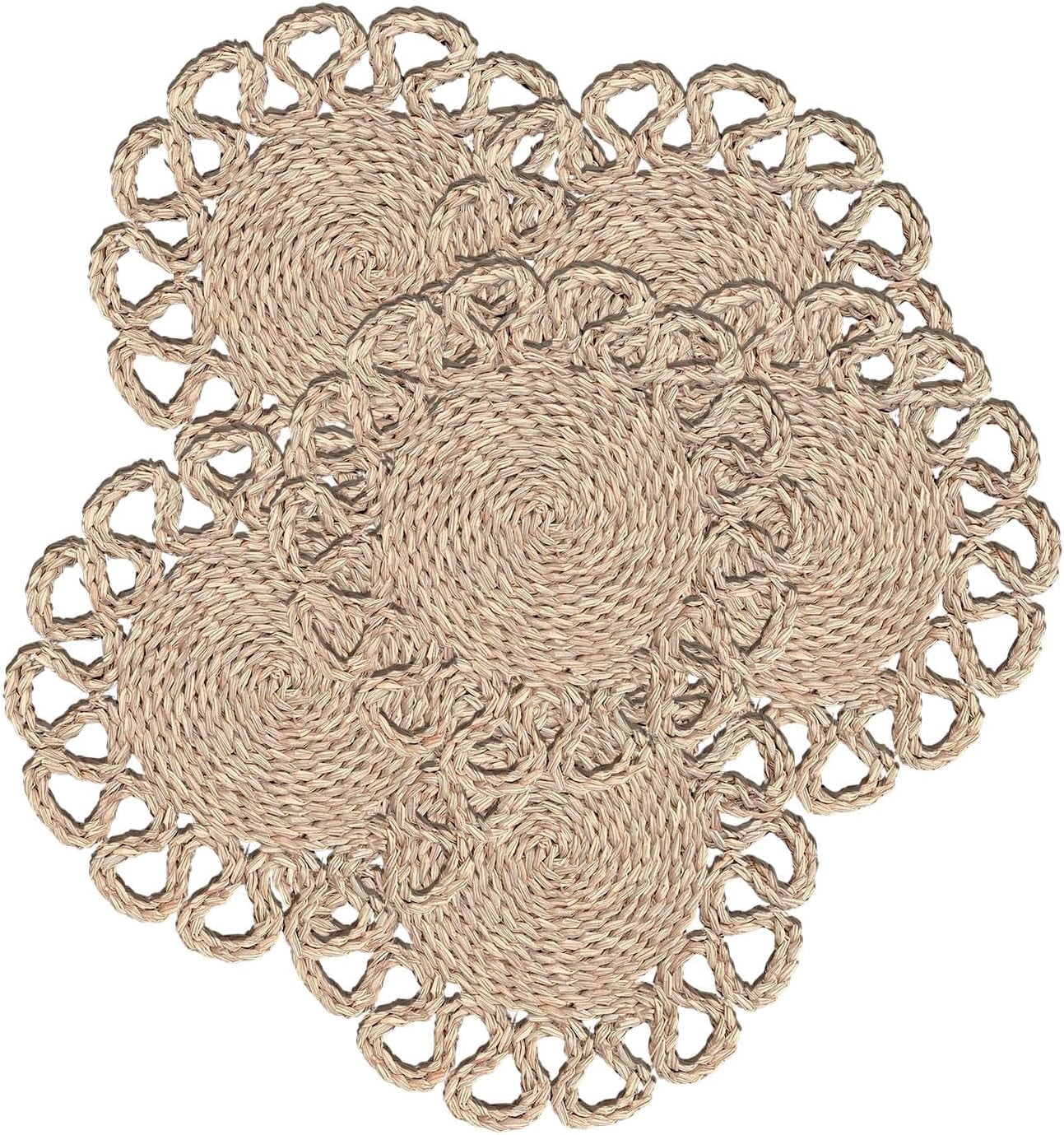 12" Round Seagrass Placemats | Boho Rattan Woven Table Mats | Farmhouse ...