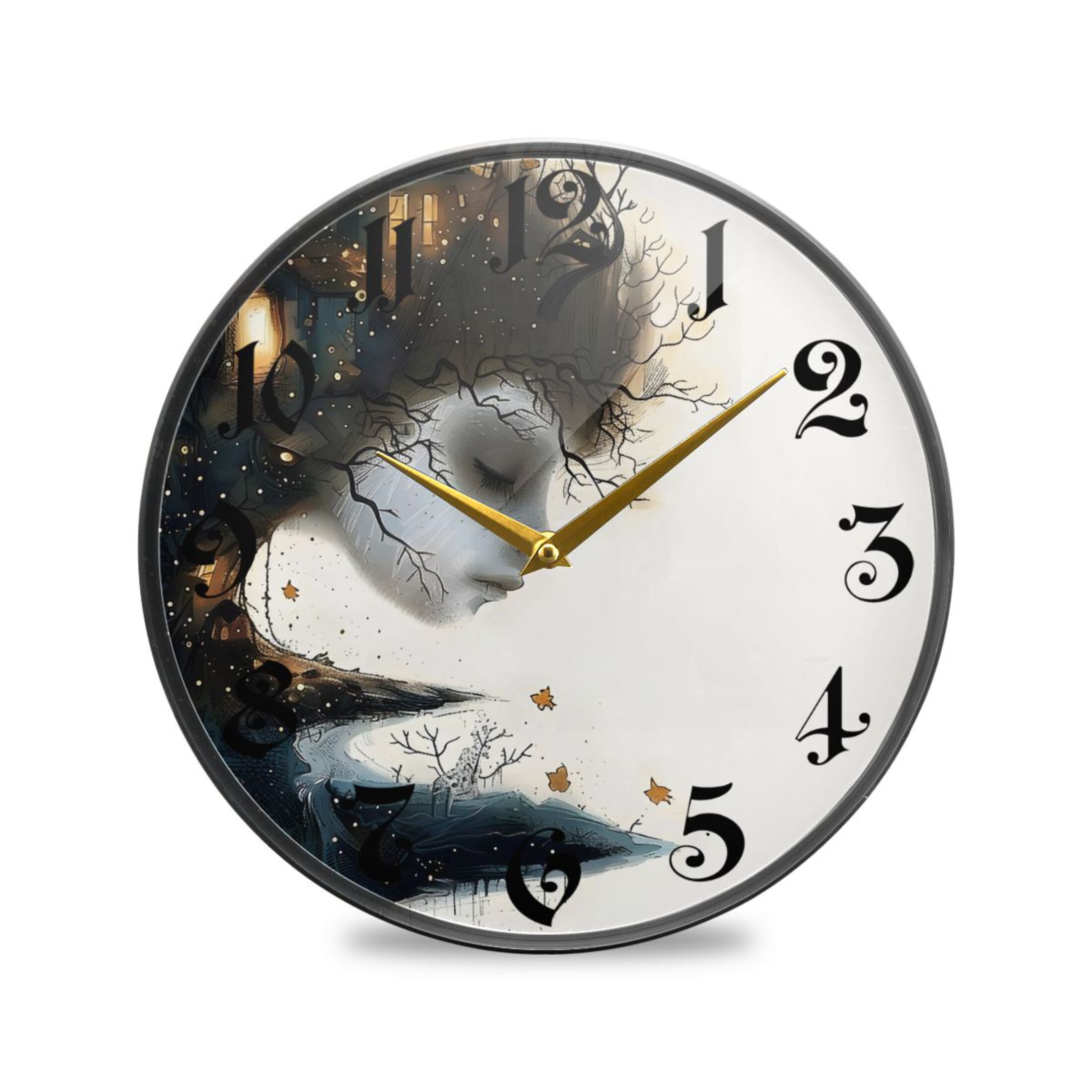 12" Round Silent Wall Clocks Abstract Art Acrylic Battery Operated ...