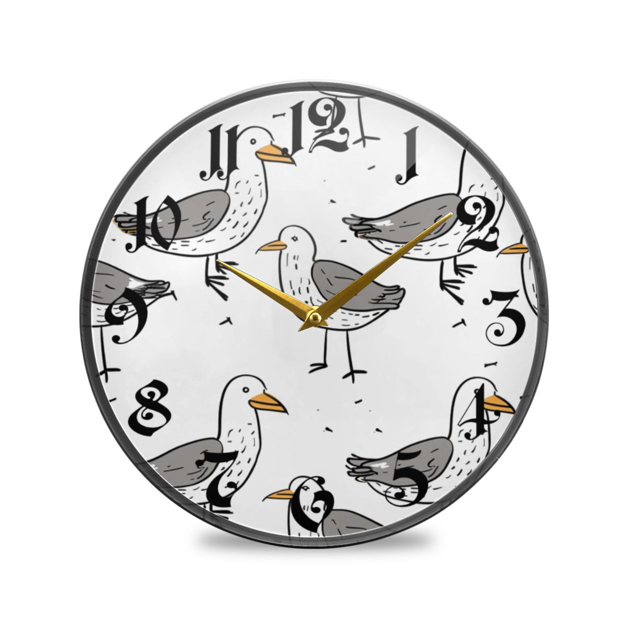 12" Round Silent Wall Clocks Abstract Bird Acrylic Battery Operated ...