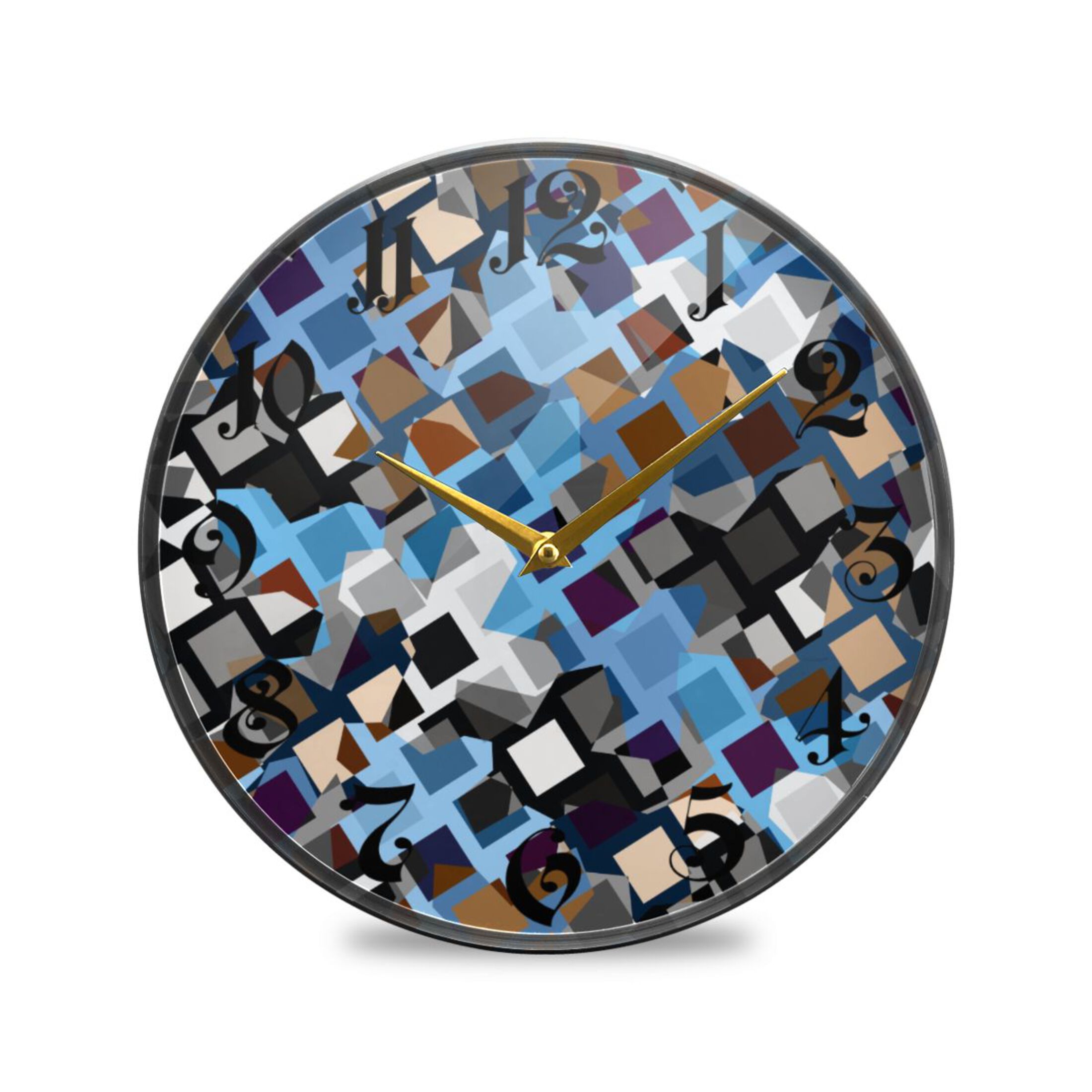 12" Round Silent Wall Clocks Abstract Broken Glass Acrylic Battery ...