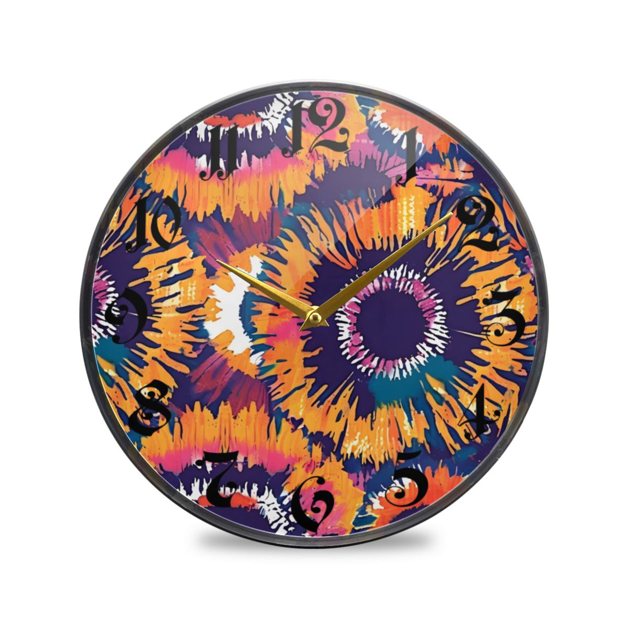 12" Round Silent Wall Clocks Abstract Colorful Graffiti Acrylic Battery ...